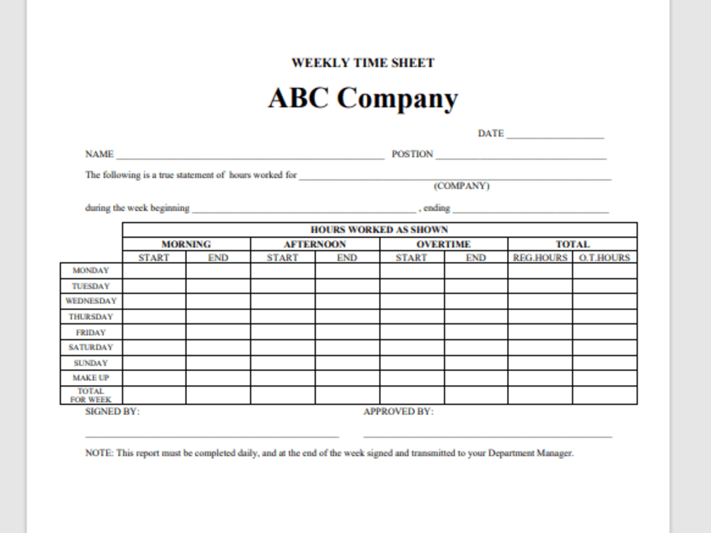 A Weekly timesheet for your employees to check their working hours | Upwork