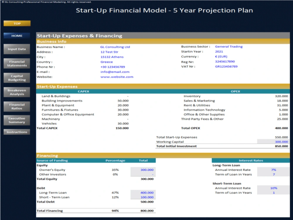 A Professional Financial Model specially customized for your business ...