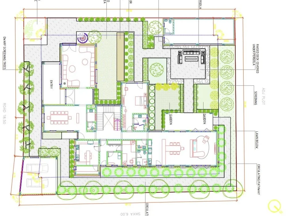 2D site plan and landscape plans with planting information and ...