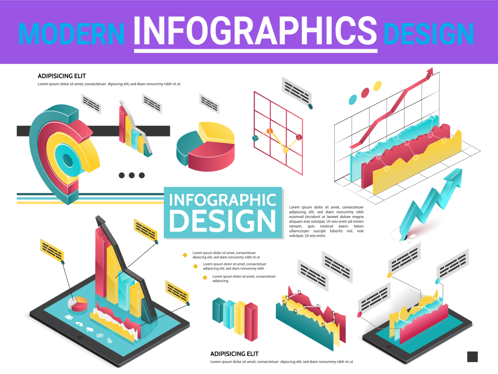 Modern infographic charts, graphs tables and diagrams for your business ...