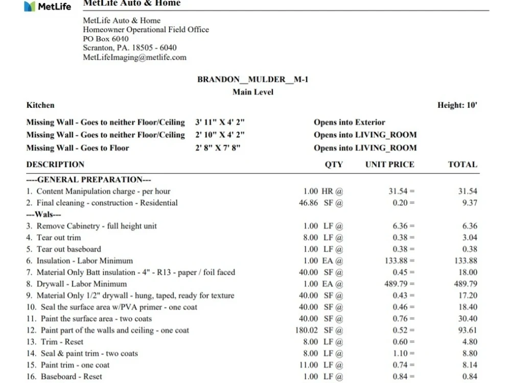 Your claim estimate with sketch write on Xactimate | Upwork