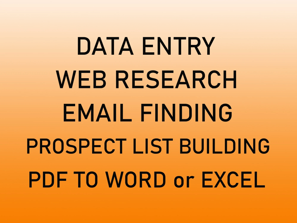 Data entry, web research, copy paste and pdf to excel or word services ...