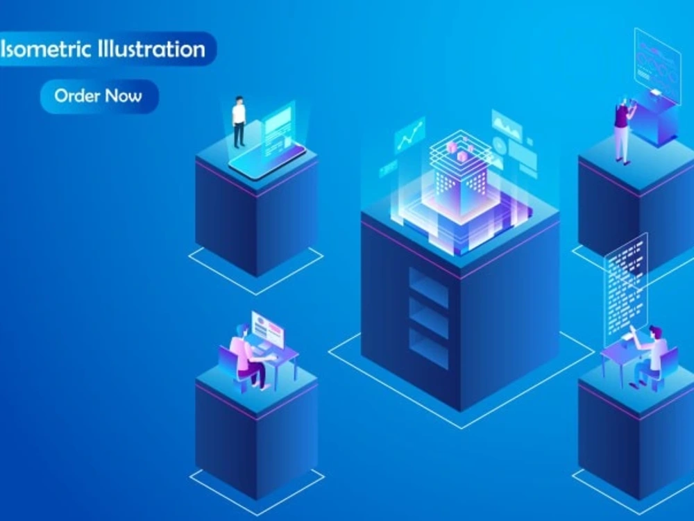 Isometric Infographic Modern Isometric Smart Office Teamwork, Suitable