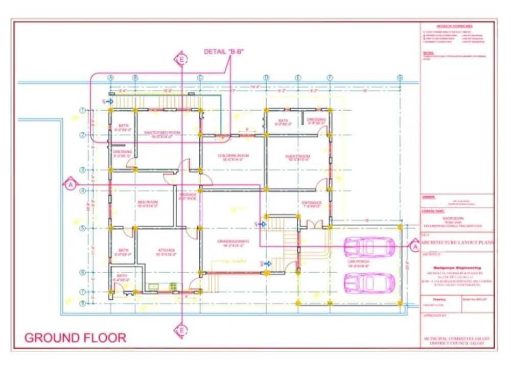 Architectural drawing; floor plans, elevations, sections drawn in Revit ...