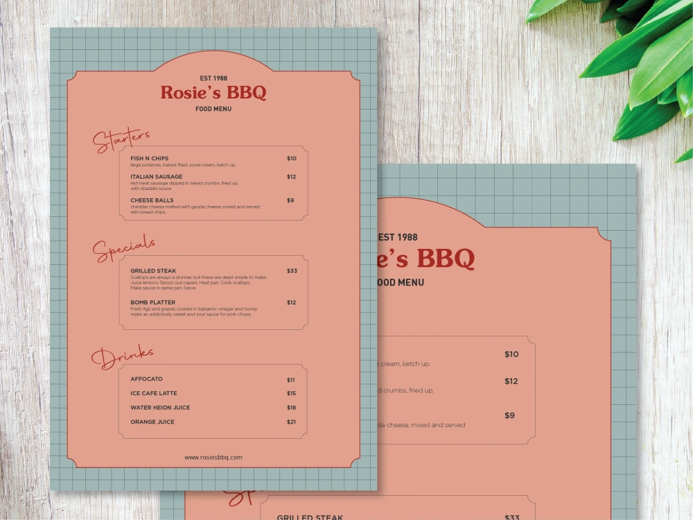 An edgy and clean menu design | Upwork