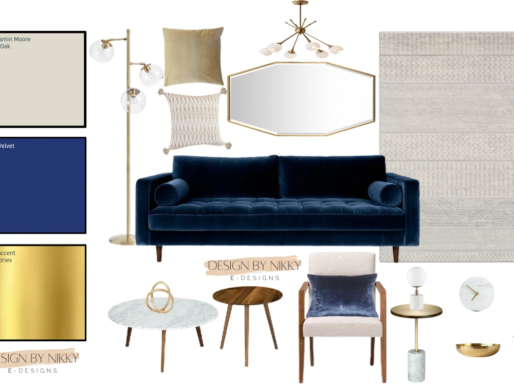 2 Mood Boards, 2D Design Layout, Full Product List, and a Floor Plan ...