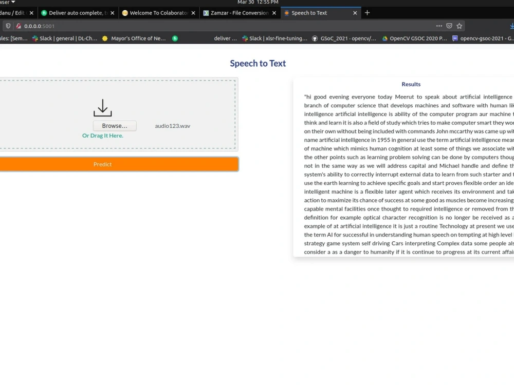 Real time speech to text api and web app. | Upwork
