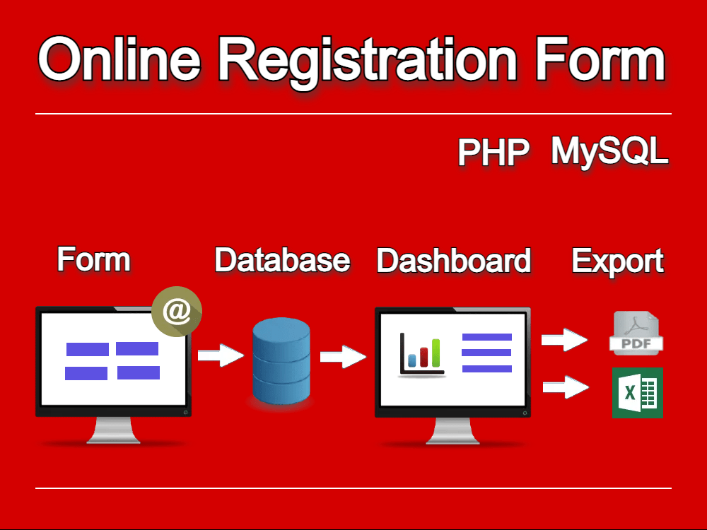 Online registration form with email, database entry, and dashboard | Upwork