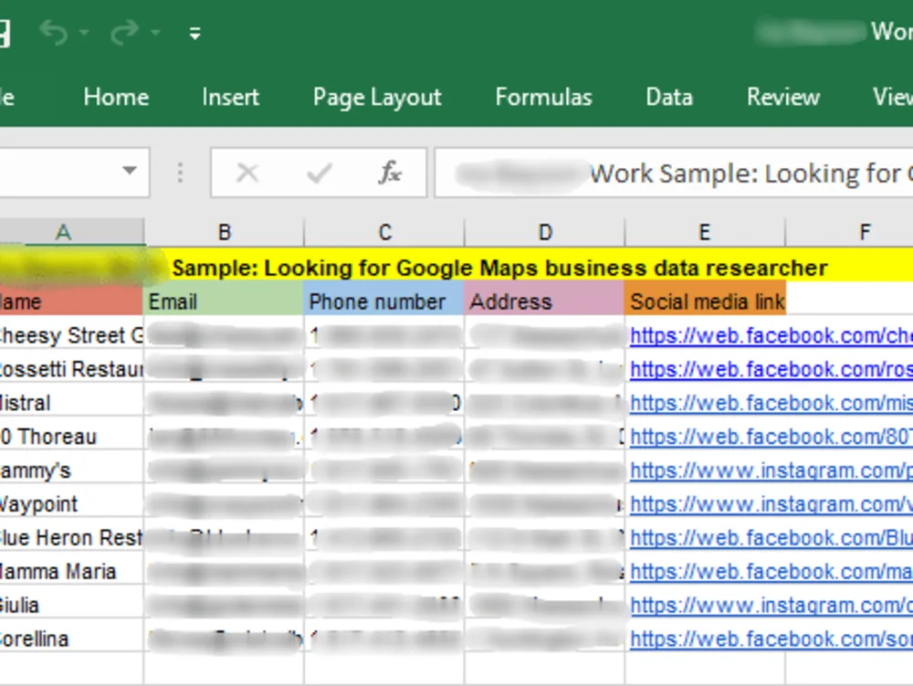 An organized and clean spreadsheet with accurate data. | Upwork