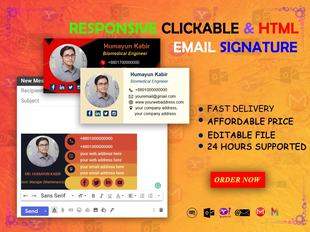 Clickable Responsive HTML Email Signature. | Upwork Clickable Responsive HTML Email Signature. | Upwork