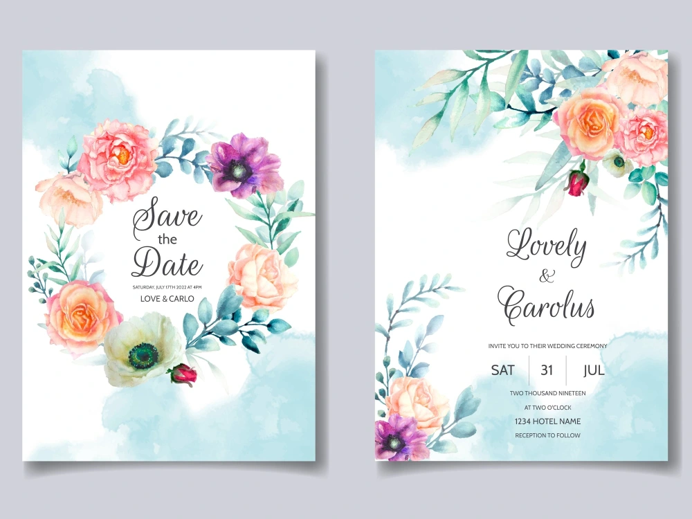 Wedding invitation design with watercolor | Upwork