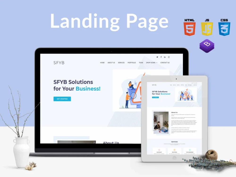 Responsive landing page with HTML, CSS, bootstrap | Upwork