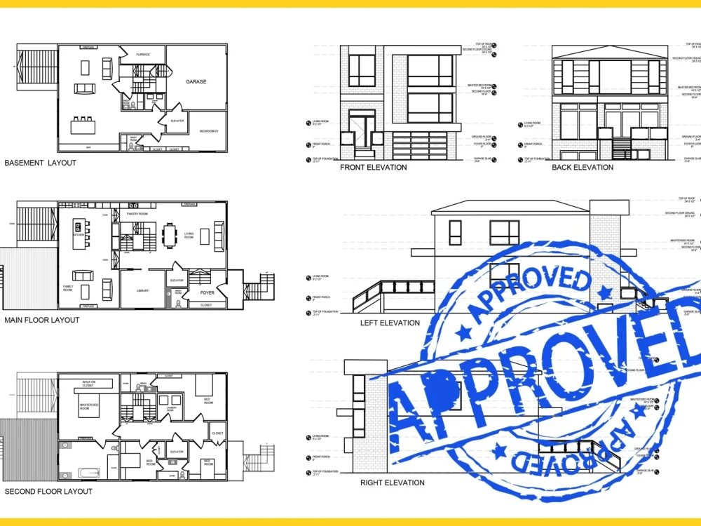 Floor plan section elevation site plan for city permit or approval | Upwork