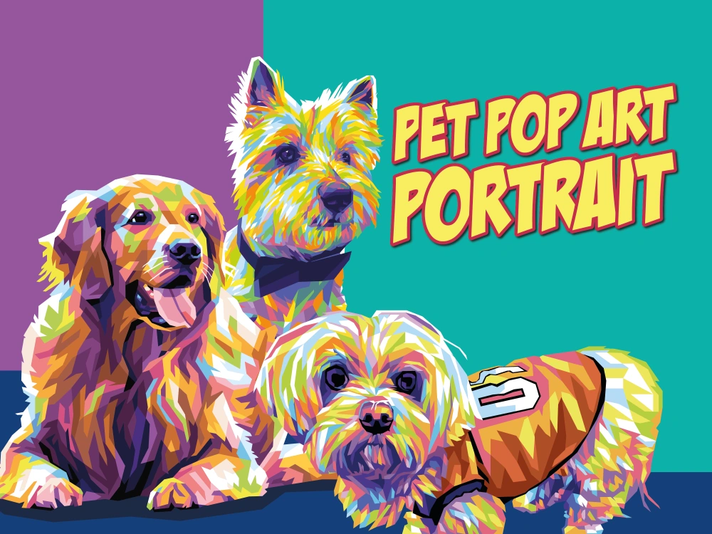 Awesome pop art of dog cat pet animal portrait | Upwork