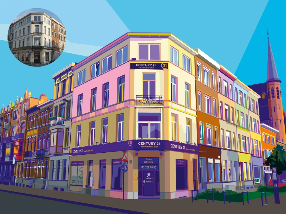 High res. illustration of any landscape and building in pop art style ...