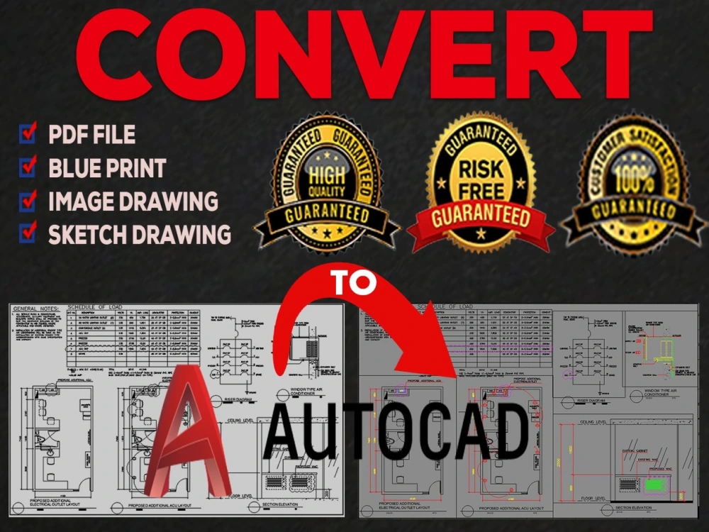 Convert your pdf, scan, hand drawing to an AutoCAD file | Upwork