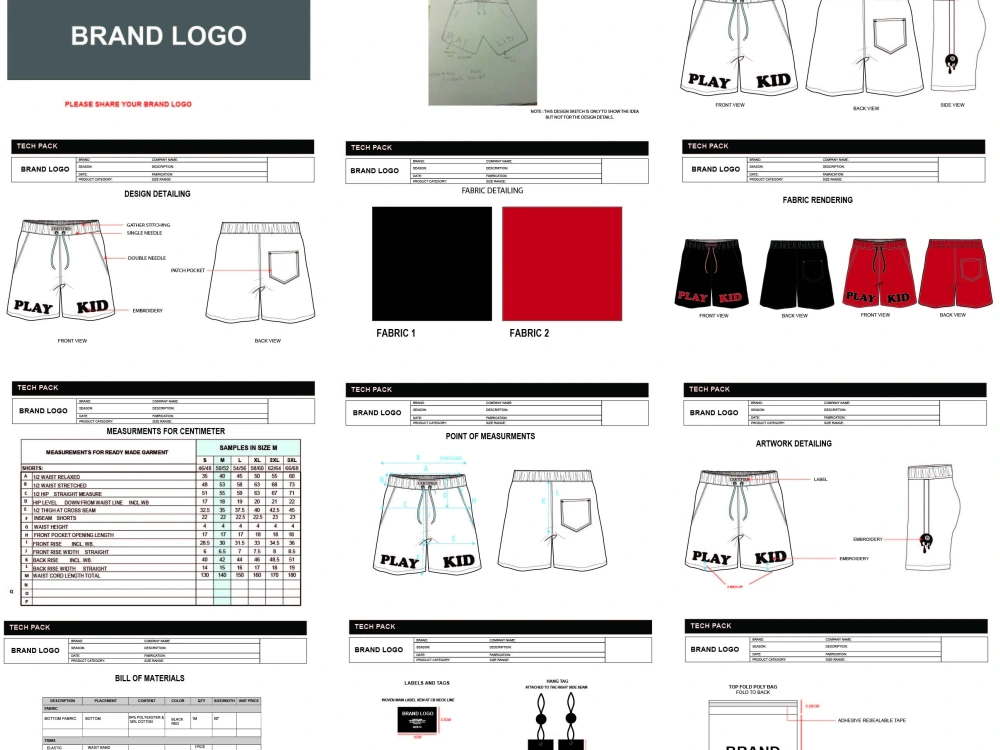 Professional Tech Pack Design for bulk production | Upwork
