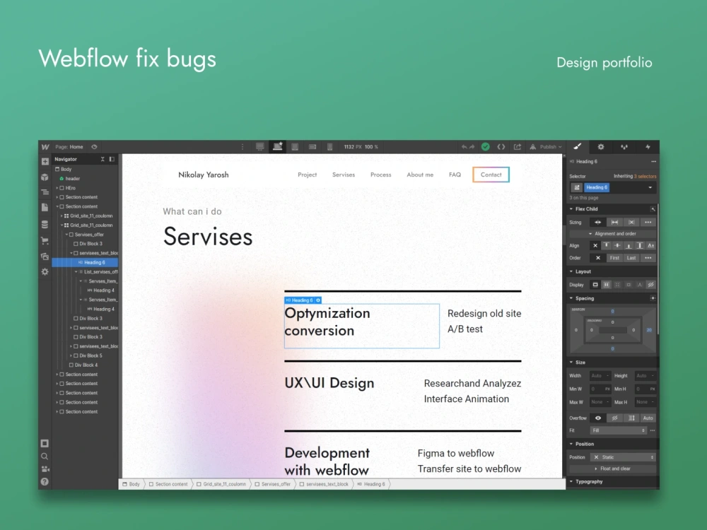 Improvement and Bugs Fixes for your webflow website. | Upwork
