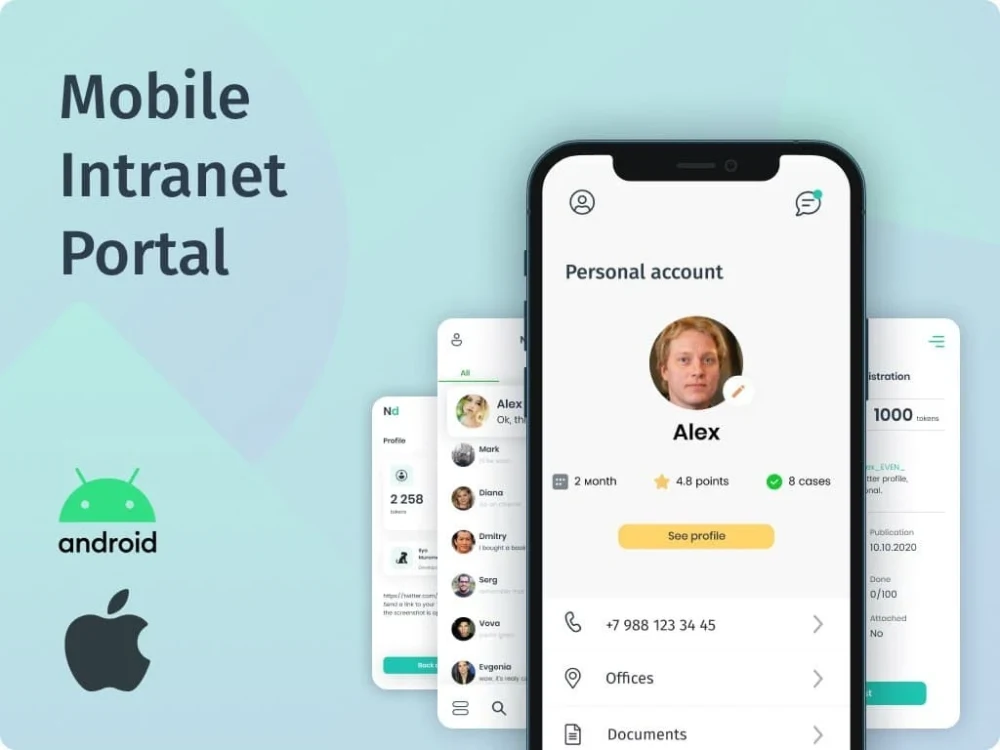 A custom Intranet Mobile App, corporate portal or enterprise social ...