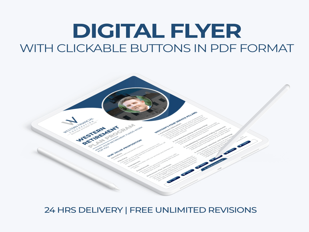 A digital flyer, brochure, and any card with clickable buttons in 24 ...