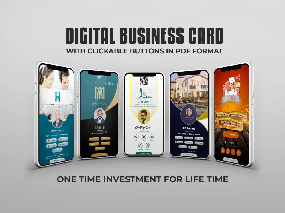 A digital business card with clickable buttons & Printable Card in 24 ...