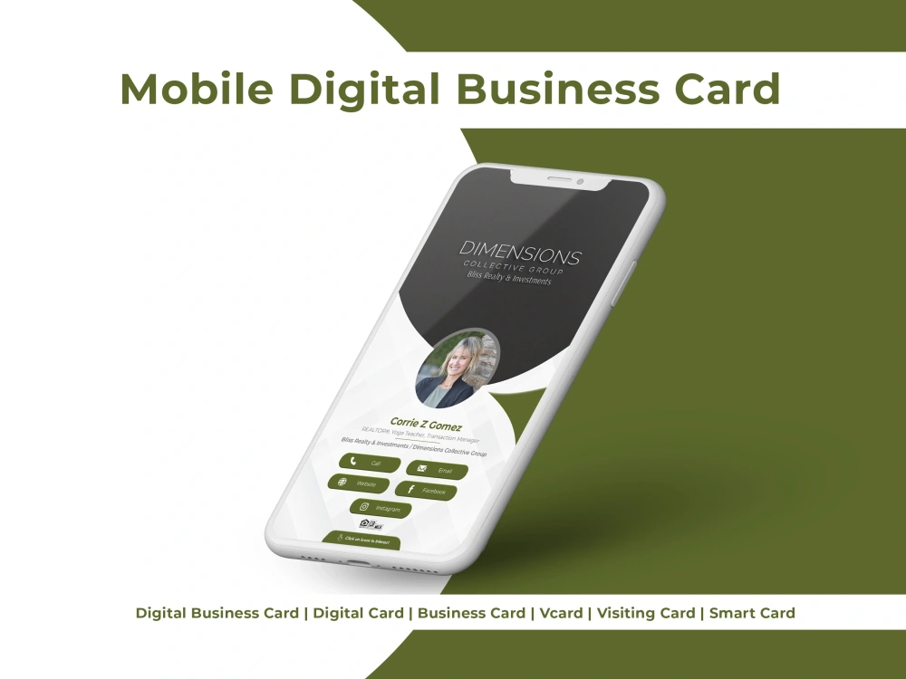 A digital business card with clickable buttons & Printable Card in 24 ...
