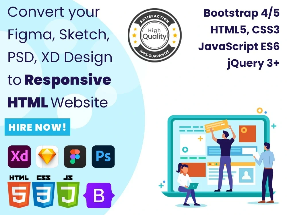 PSD, Figma, Sketch, XD design converted to Responsive HTML, Bootstrap 5 | Upwork