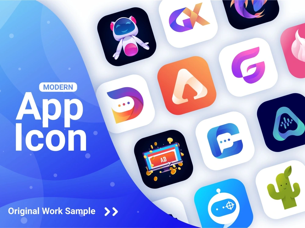 A modern app icon logo with source file in 24h | Upwork