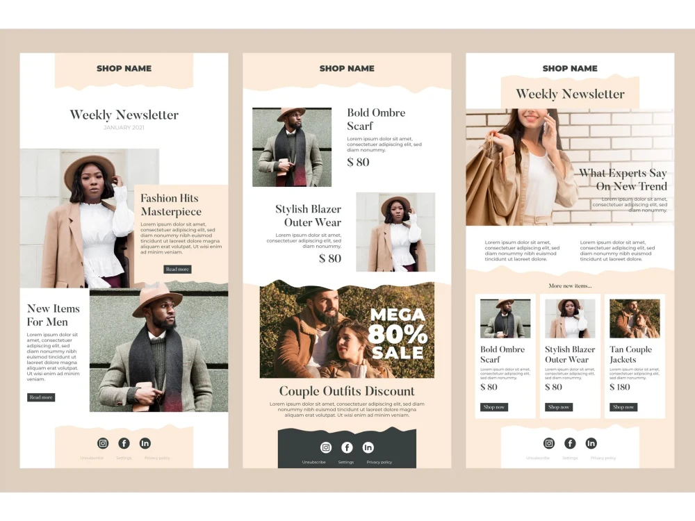 An amazing design mailchimp template setup drag & drop editable ...