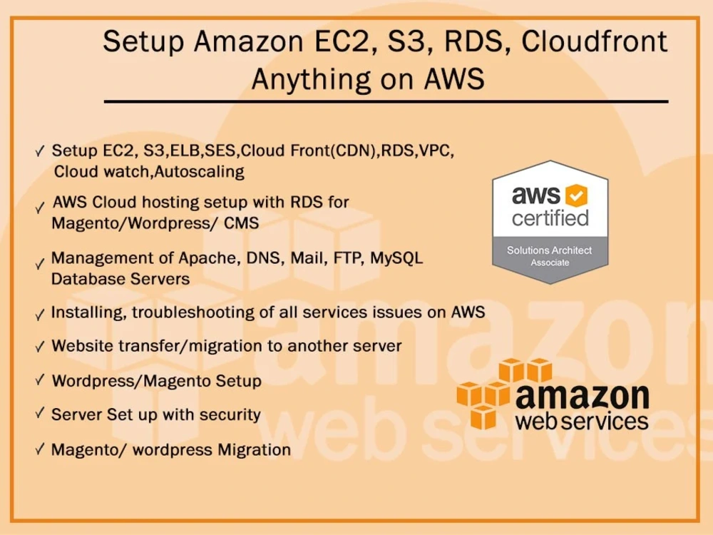 Server setup on amazon ec2, s3, rds, cloudfront anything on AWS | Upwork