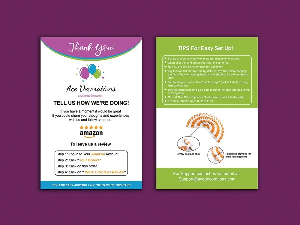 Product insert, amazon thank you card, package insert design | Upwork