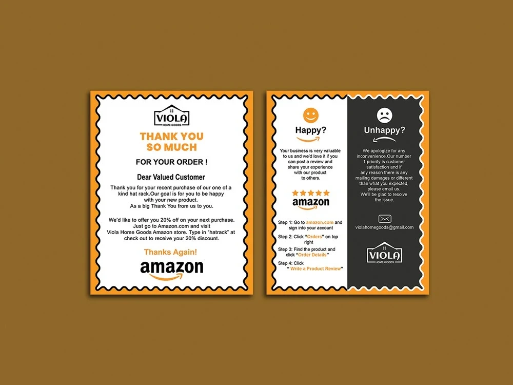 Product insert, amazon thank you card, package insert design | Upwork