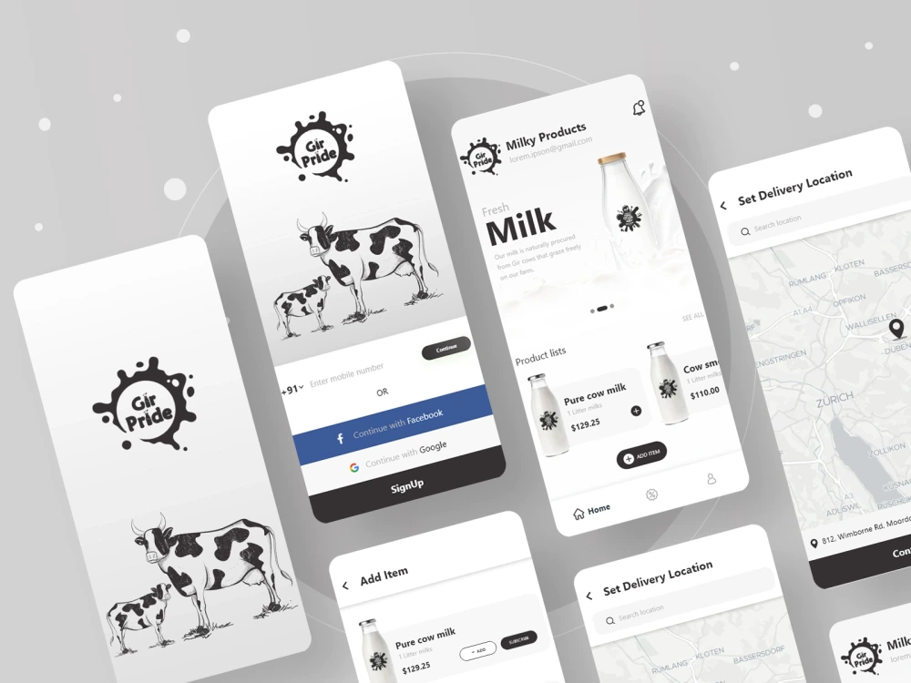Milky - Milks Delivery Mobile App UI Design | Upwork
