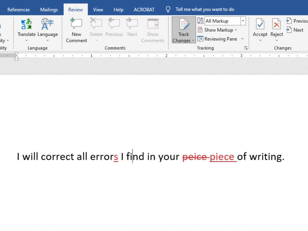 A grammatically correct copy of your document with MS Word Track ...