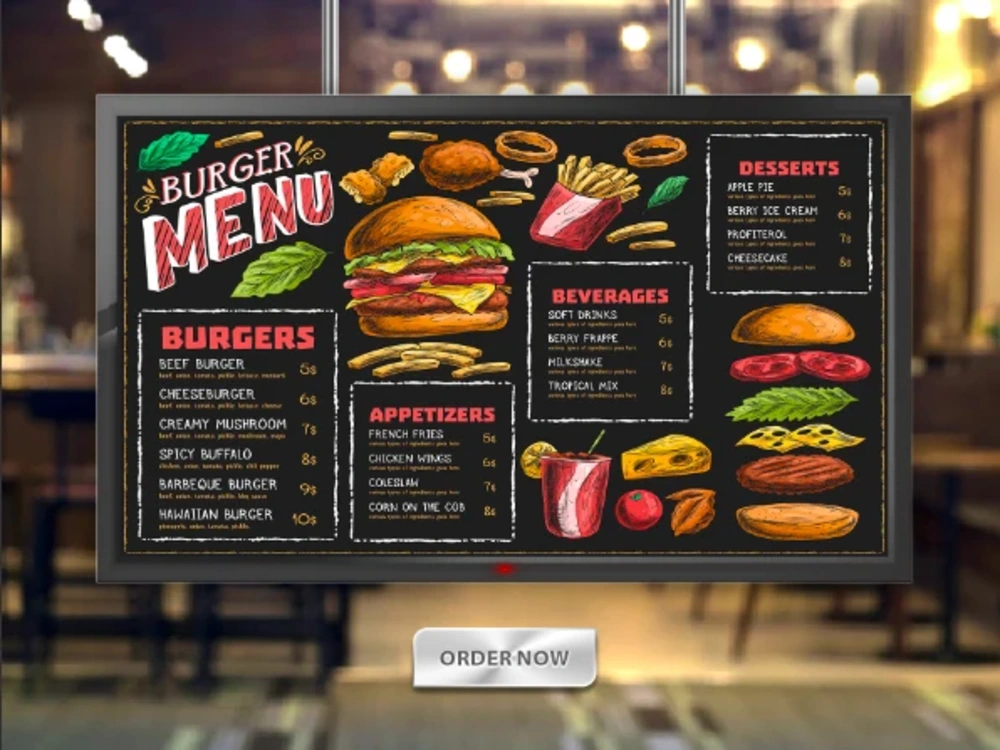 An attractive digital menu screen design for your cafe/restaurant/bar ...