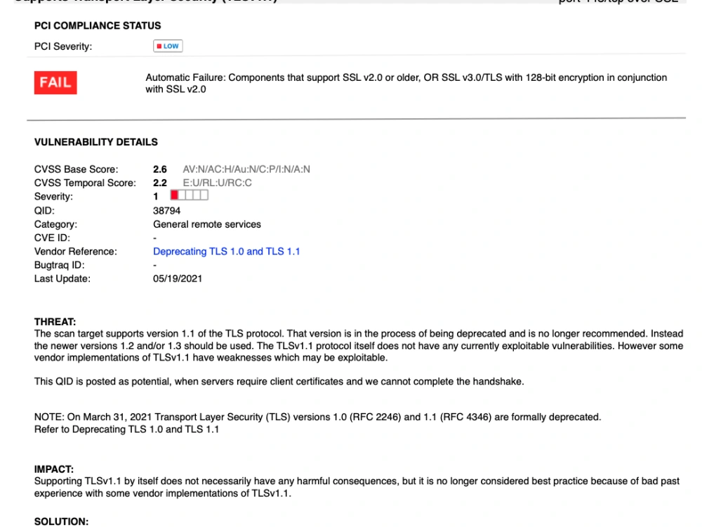 A PCI DSS external scan using an ASV scanner with a complete report ...