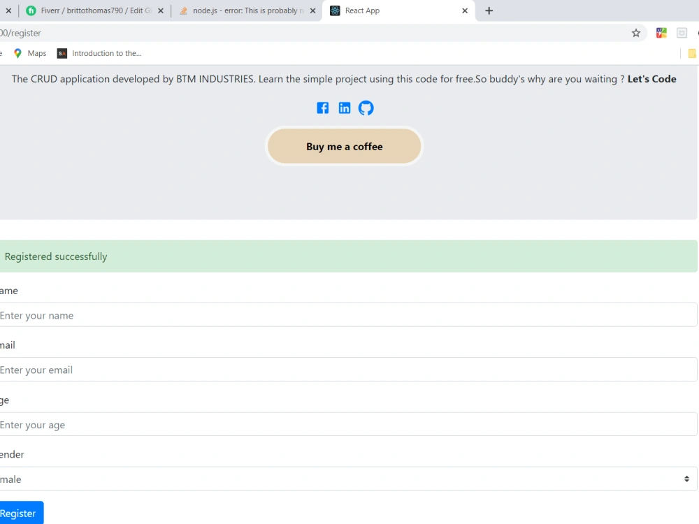 A mern crud application with a fair design | Upwork