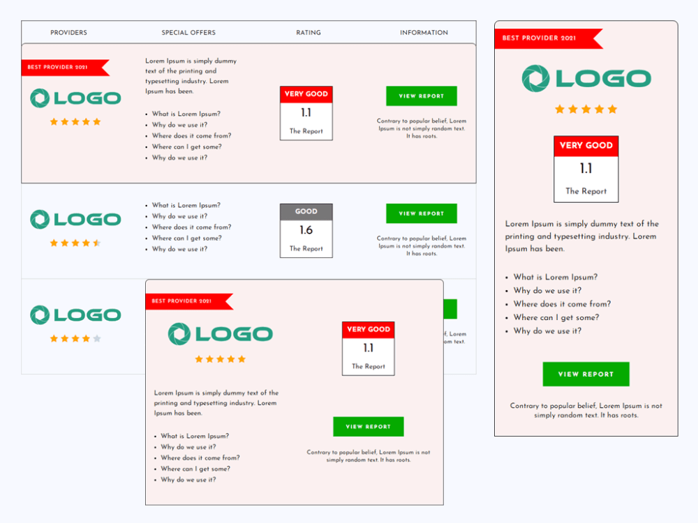 A responsive Comparison Table Template (json file) built with Divi ...