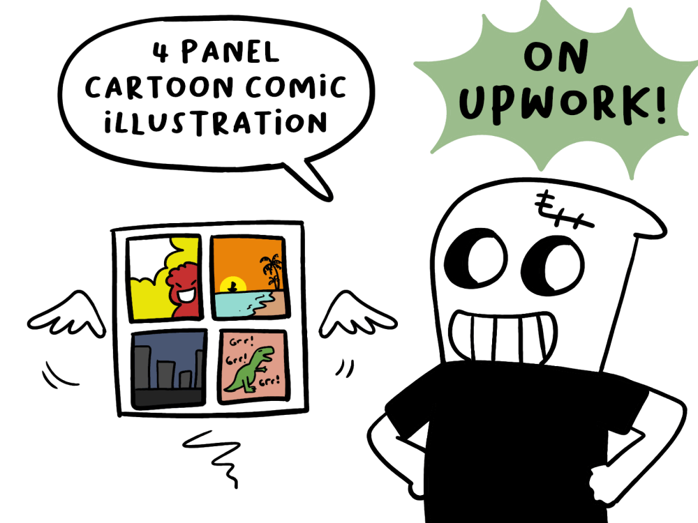 4 panel cartoon comic illustration | Upwork
