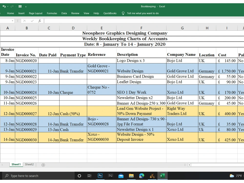 Precise Bookkeeping, Income Statement, Balance Sheet, Cash Flow ...