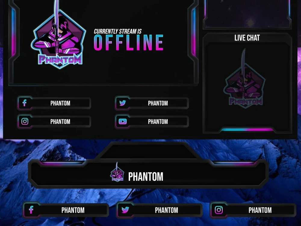 Streaming overlays, Twitch streaming pack, Custom animation, Panels ...