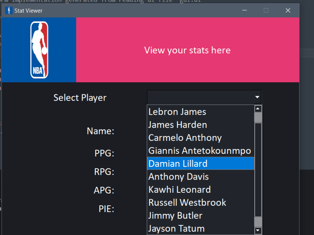A Stat viewer which shows the stats of your favorite NBA players! | Upwork