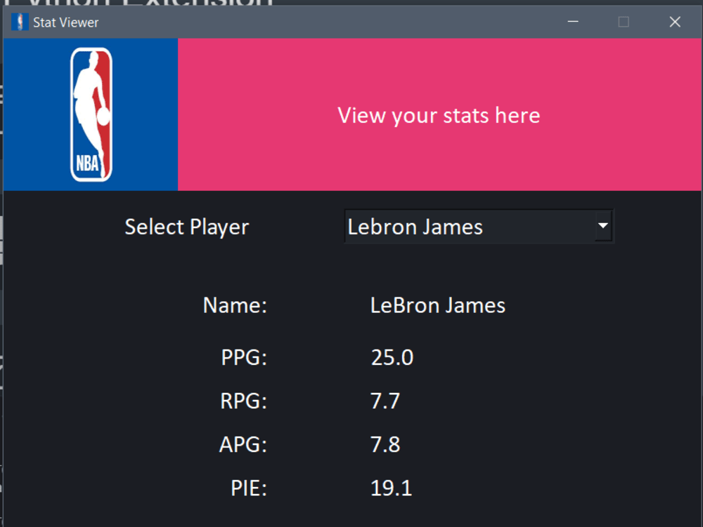 A Stat viewer which shows the stats of your favorite NBA players! | Upwork