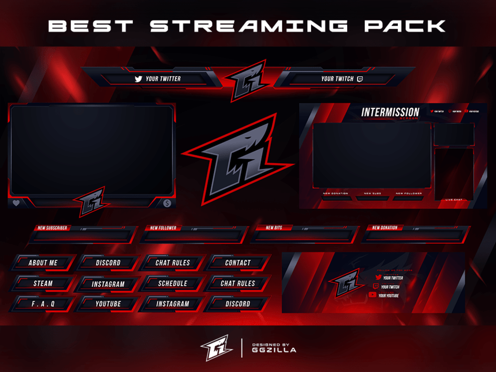 Amazing overlay pack for your stream on twitch , youtube , facebook ...