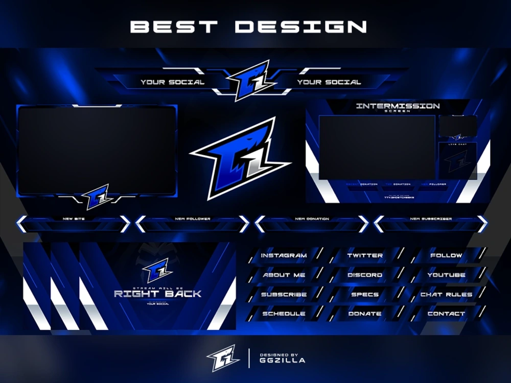 Amazing overlay pack for your stream on twitch , youtube , facebook ...