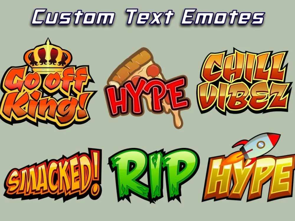 Custom text emotes or non living stuff emotes for twitch or discord ...