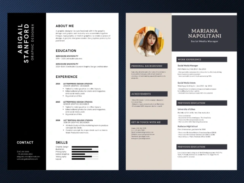 A modern Resume,CV,Cover letter design on canva with editable link ...