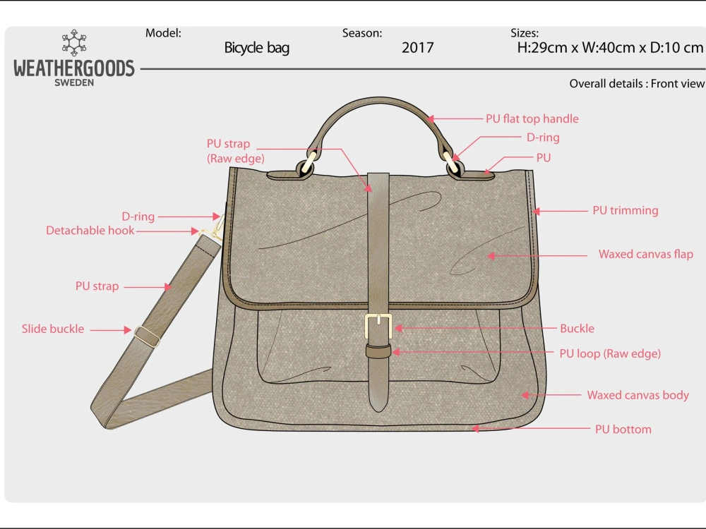 Handbag factory tech pack of 1 shape / size | Upwork