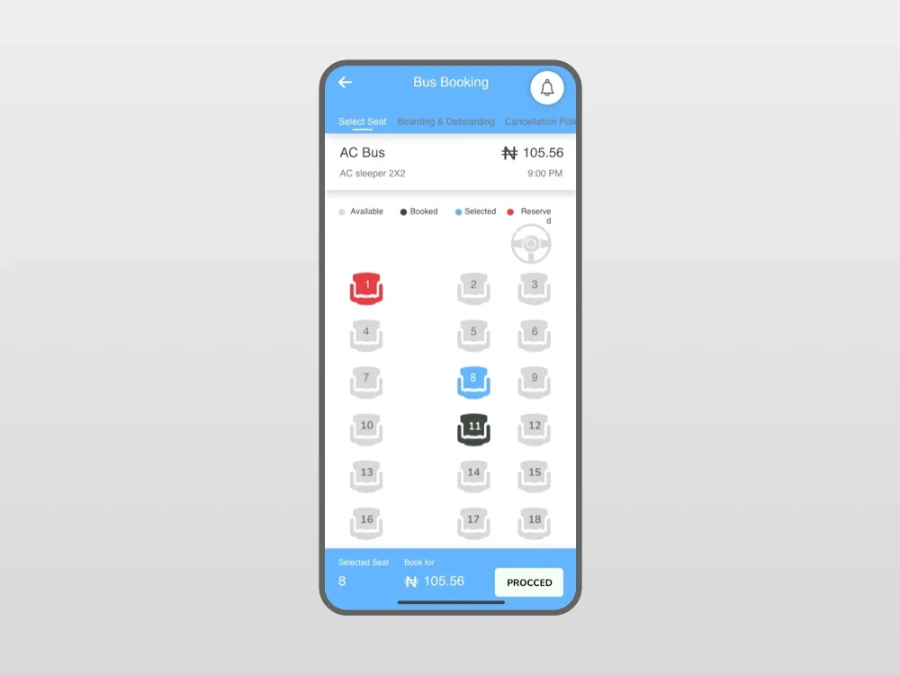 A bus booking app design , Prototype, Custom app design | Upwork