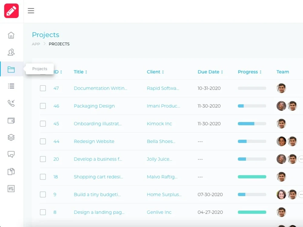 A project management system CRM with tasks, progress tracking, expense ...